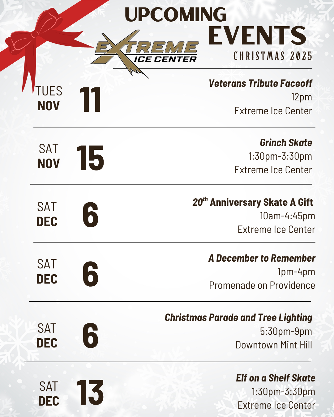 Holiday Events at XIC! - Extreme Ice Center